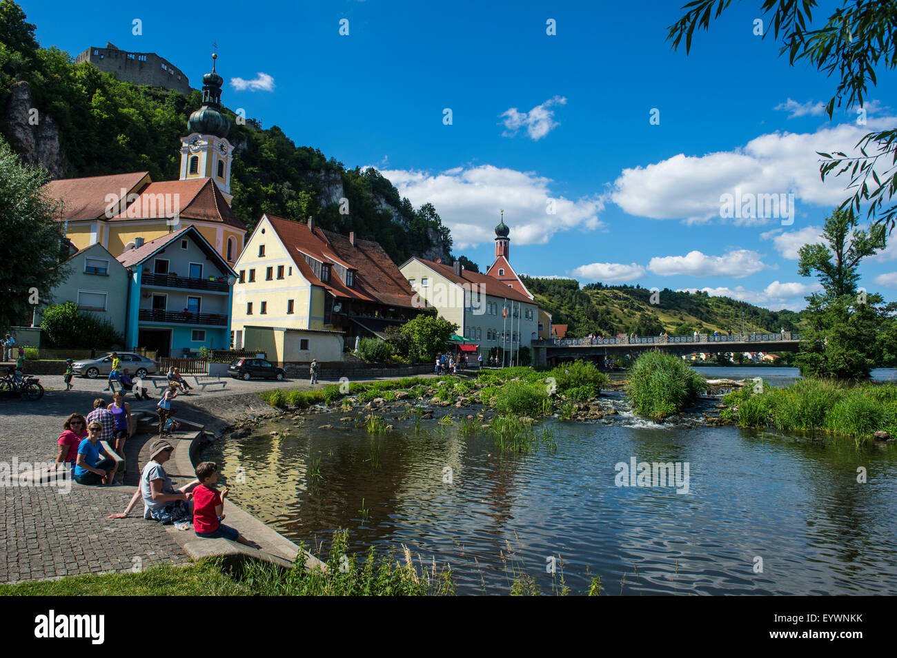 Kallmuenz Castle above medieval houses in the center of Kallmuenz on ...