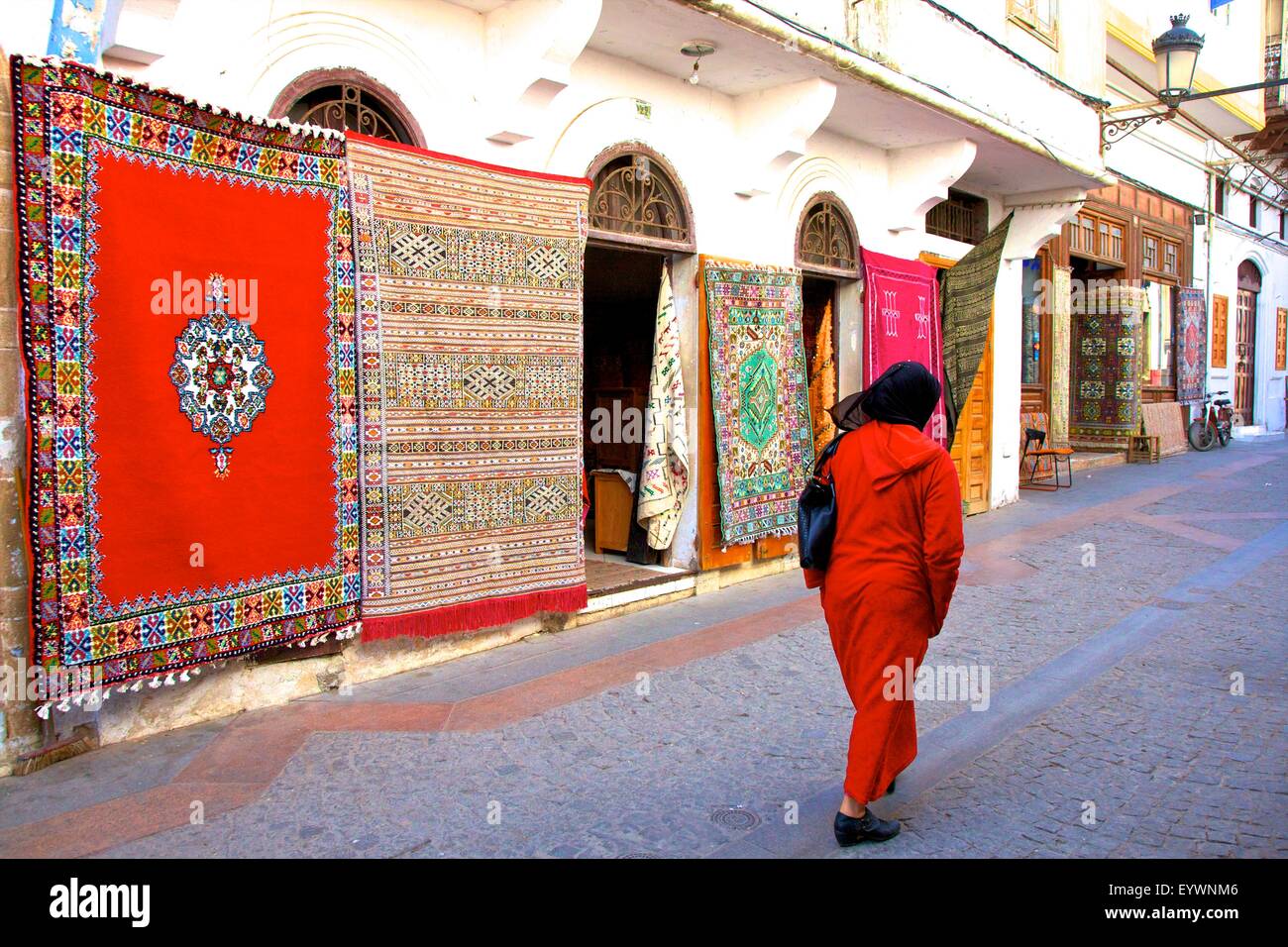 Carpet shop, The Medina, Rabat, Morocco, North Africa, Africa Stock ...
