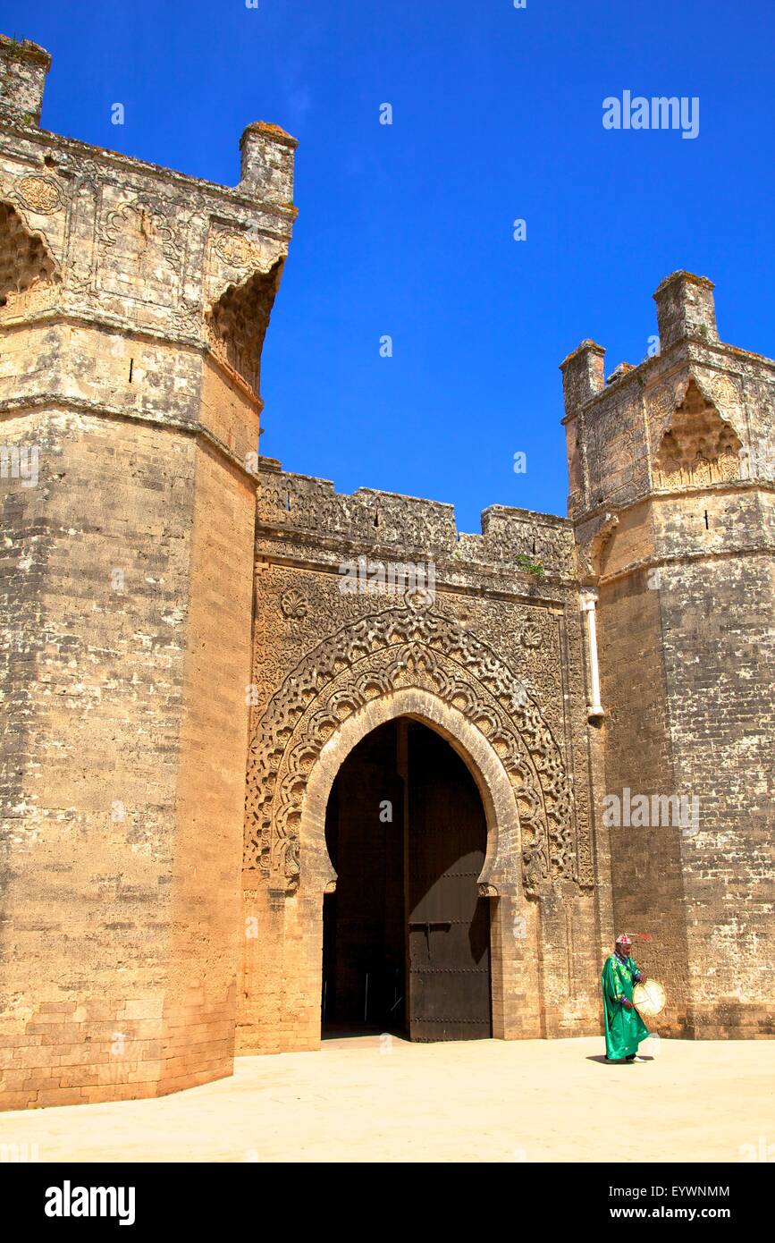 Bab Zaer the Main Gate with musician, Chellah, Rabat, Morocco, North ...