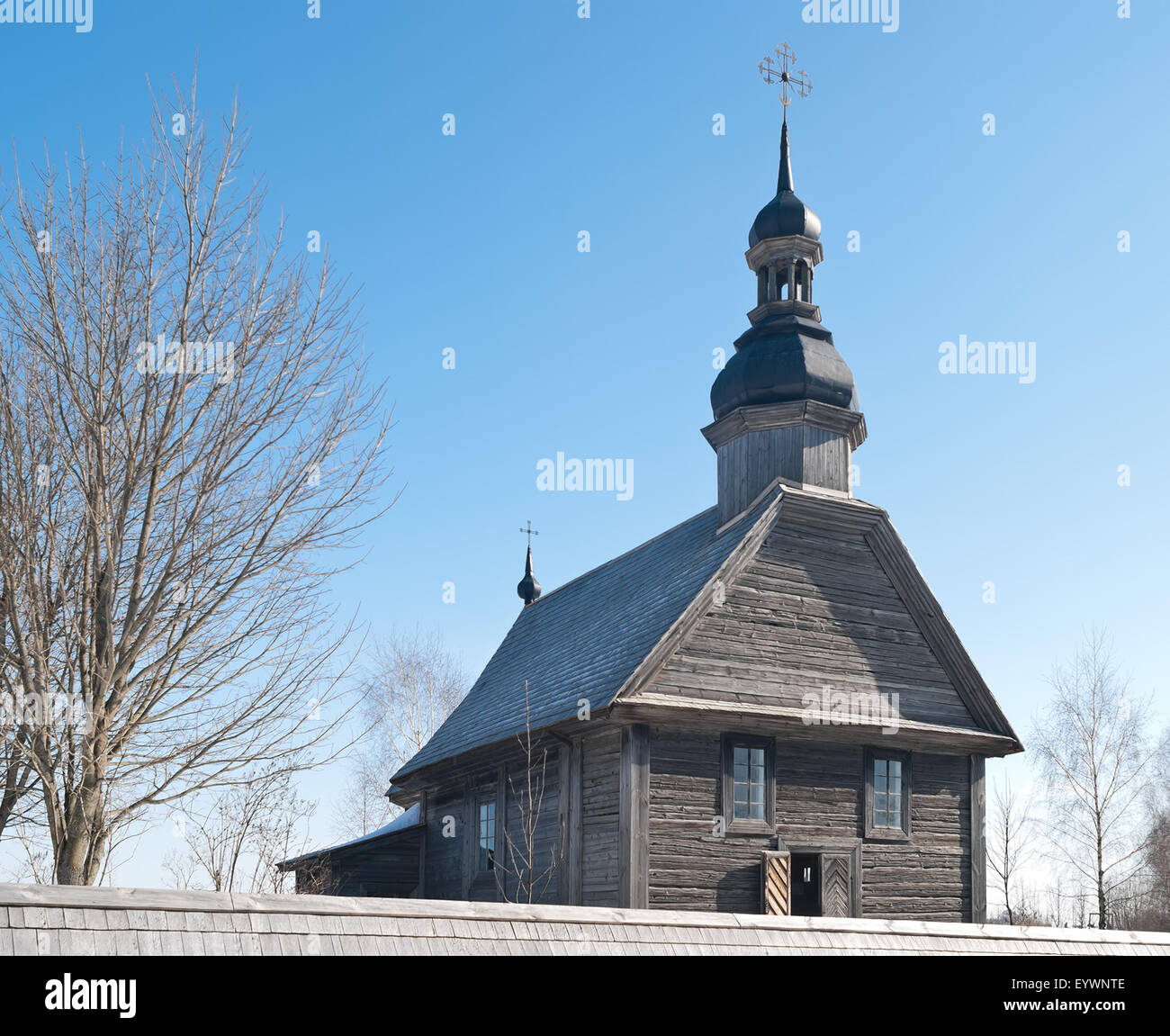 Belarus. Ancient temple. Medieval wooden church Stock Photo - Alamy