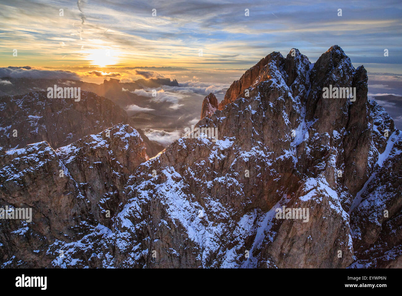 Sassolungo at sunset, Sella Group, Val Gardena in the Dolomites, Val ...