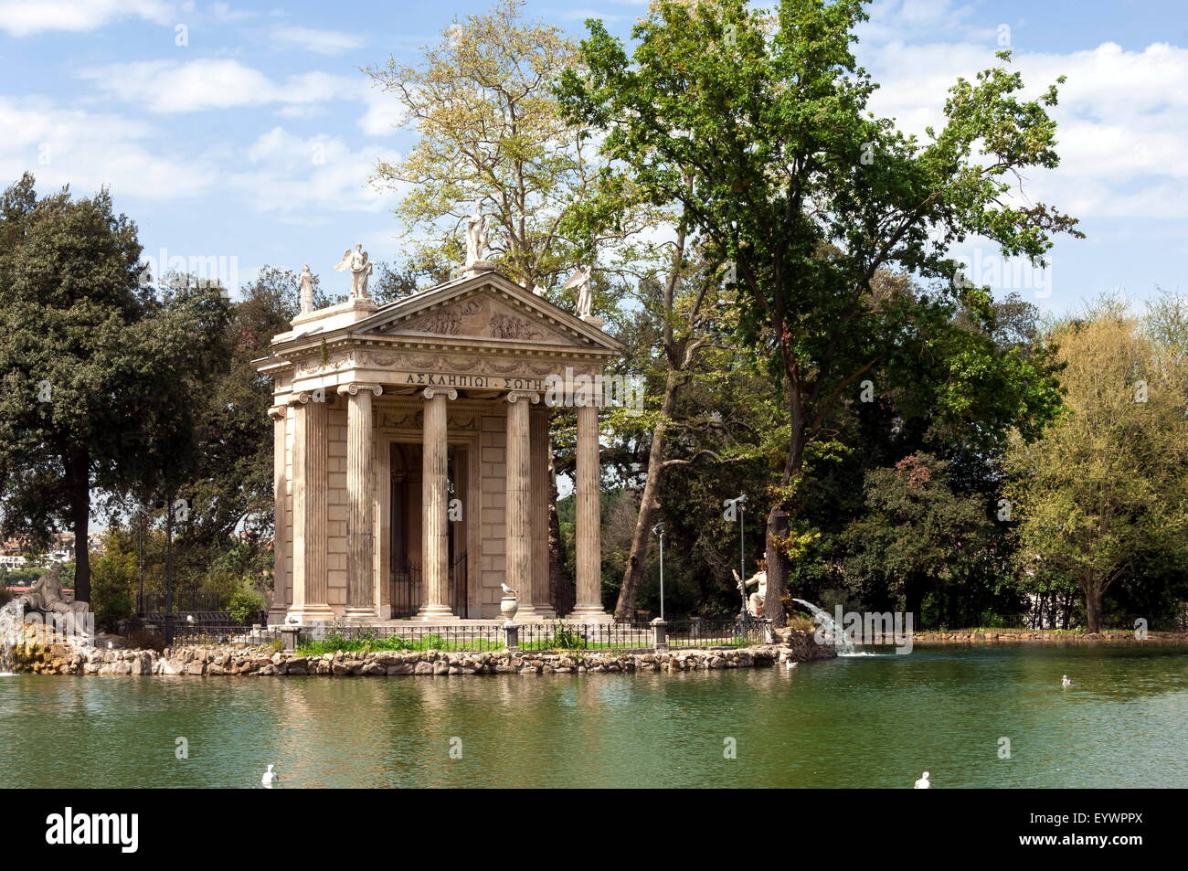 Ionic Temple of Aesculapius, God of Healing, by an artificial lake in ...