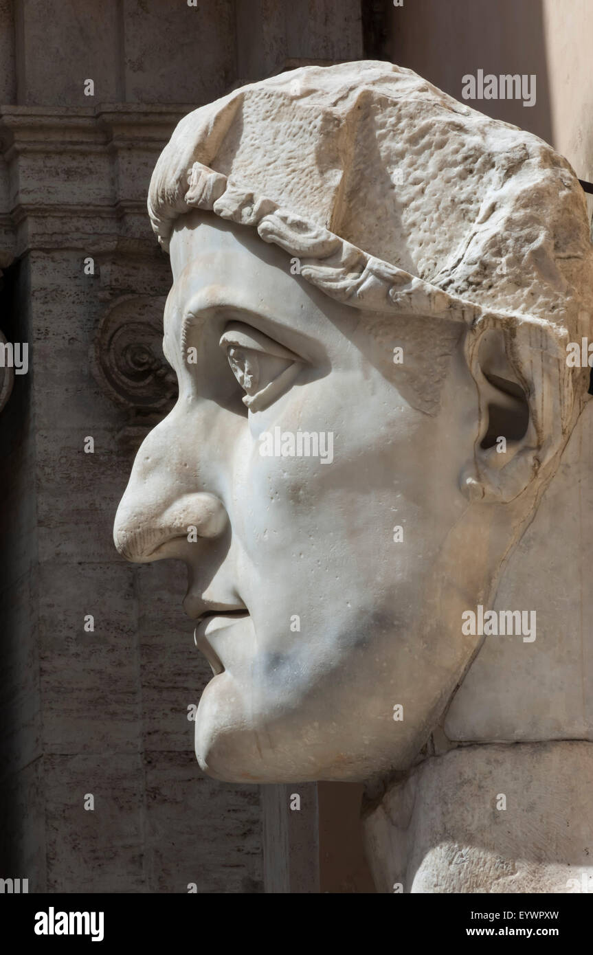 Head of Constantine 1, dated AD 4, Capitoline Museum, Ancient Rome ...
