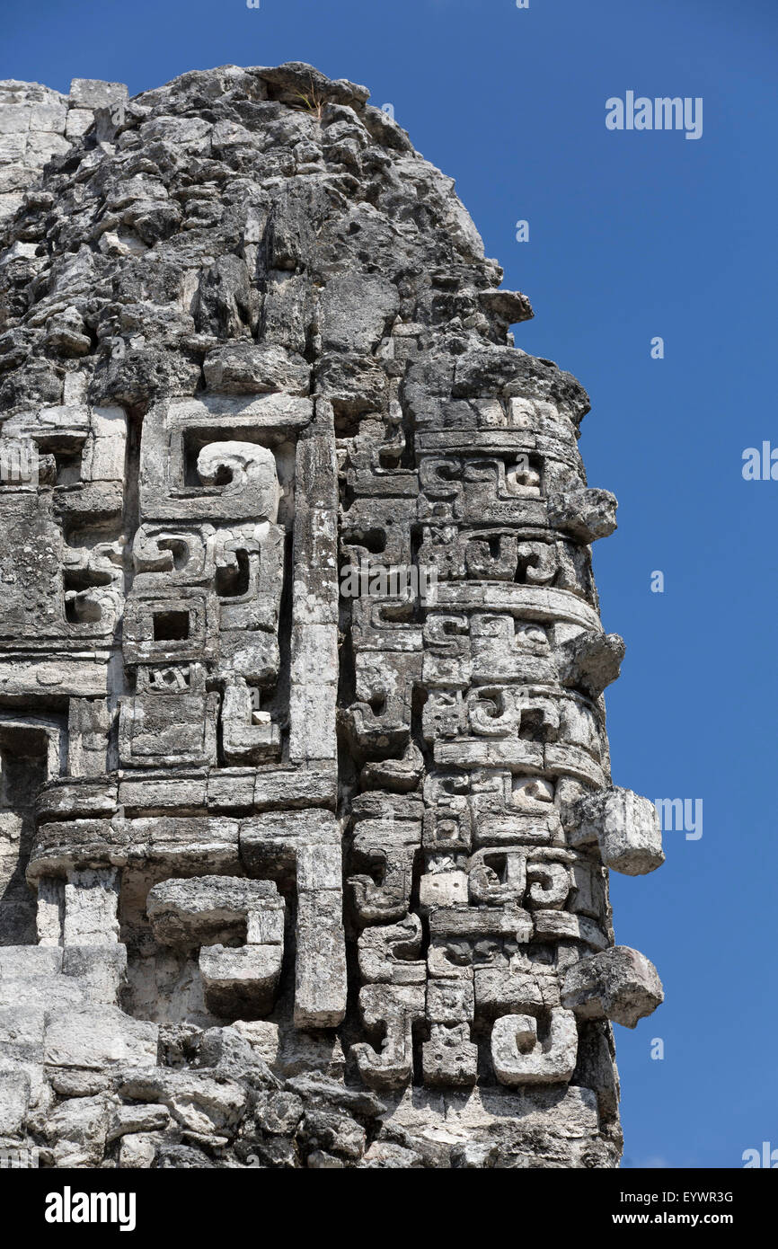 Chac masks, Structure XX, Chicanna, Mayan archaeological site, Late ...