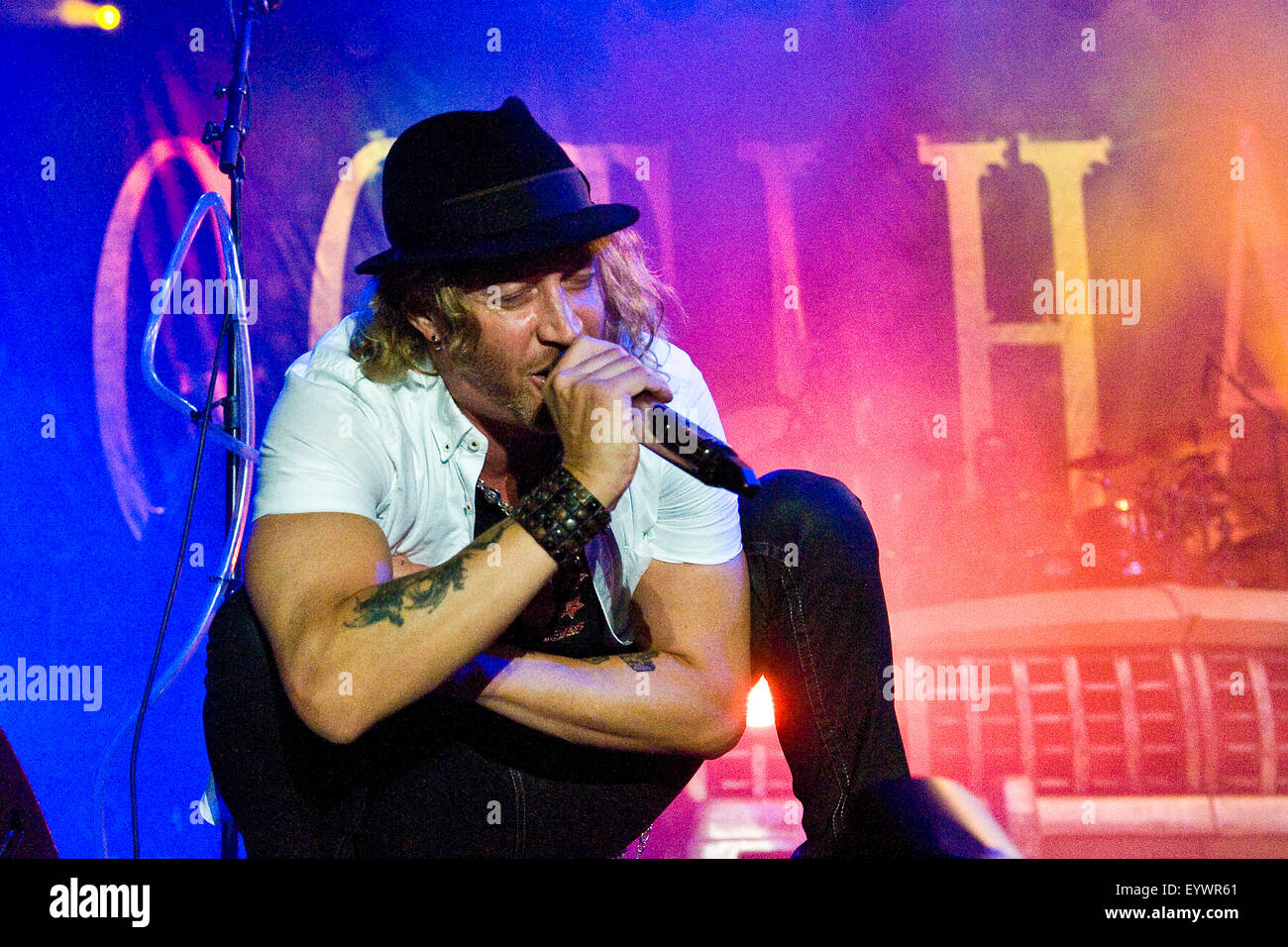 01.08.2015, Switzerland, Tenero, Gotthard band in concert Stock Photo ...