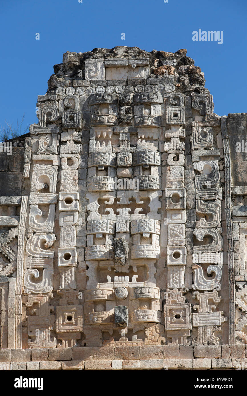 Chac Rain God masks, Nuns Quadrangle, Uxmal, Mayan archaeological site ...