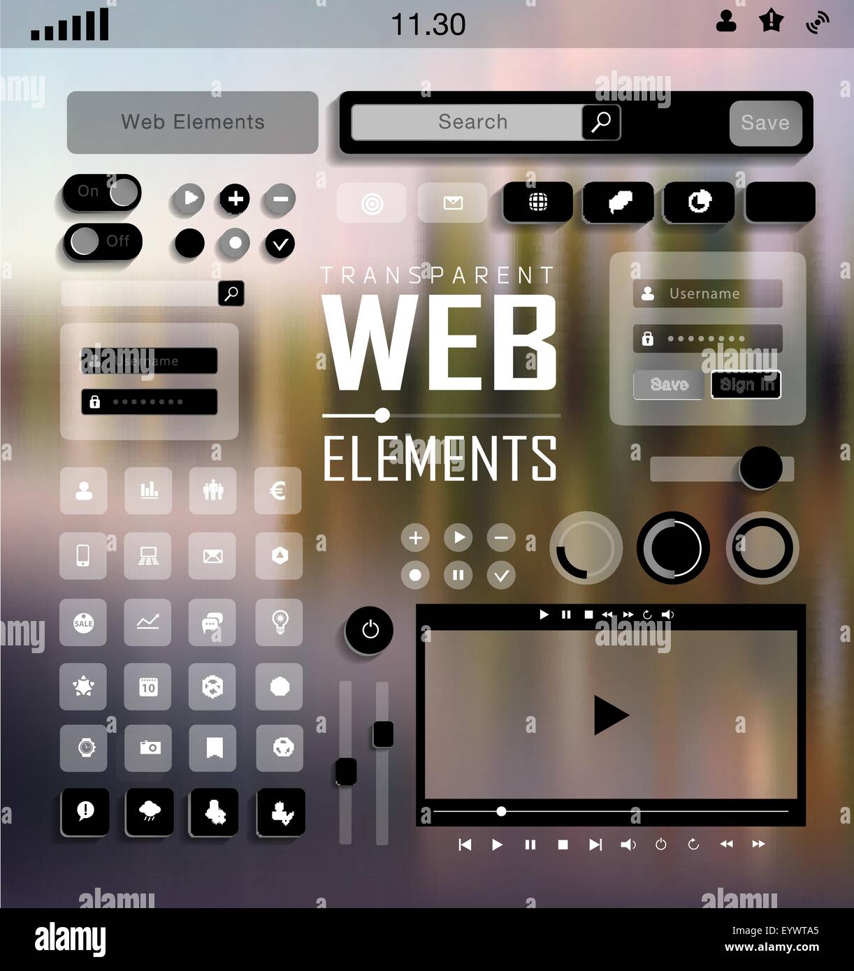 Vector Web Elements, Buttons and Labels. Site Navigation Stock Vector ...