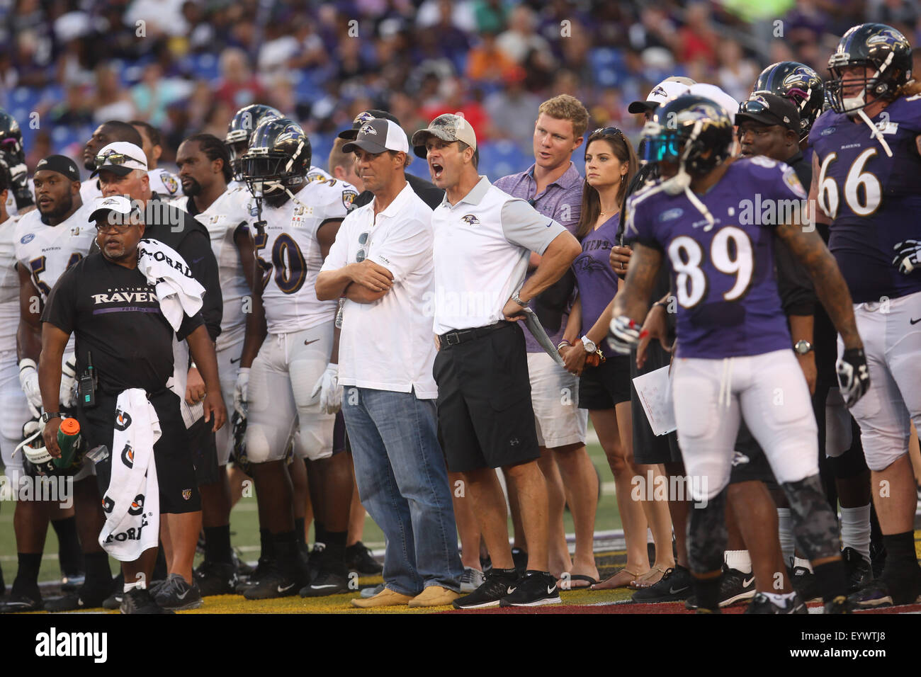 Baltimore Ravens owner Steve Bisciotti, left, looks on as Baltimore ...