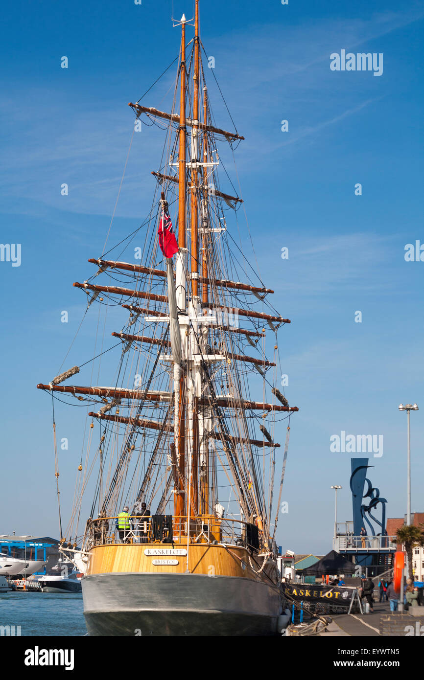 Tall ship Kaskelot moored at Poole Quay, Dorset in April Stock Photo ...