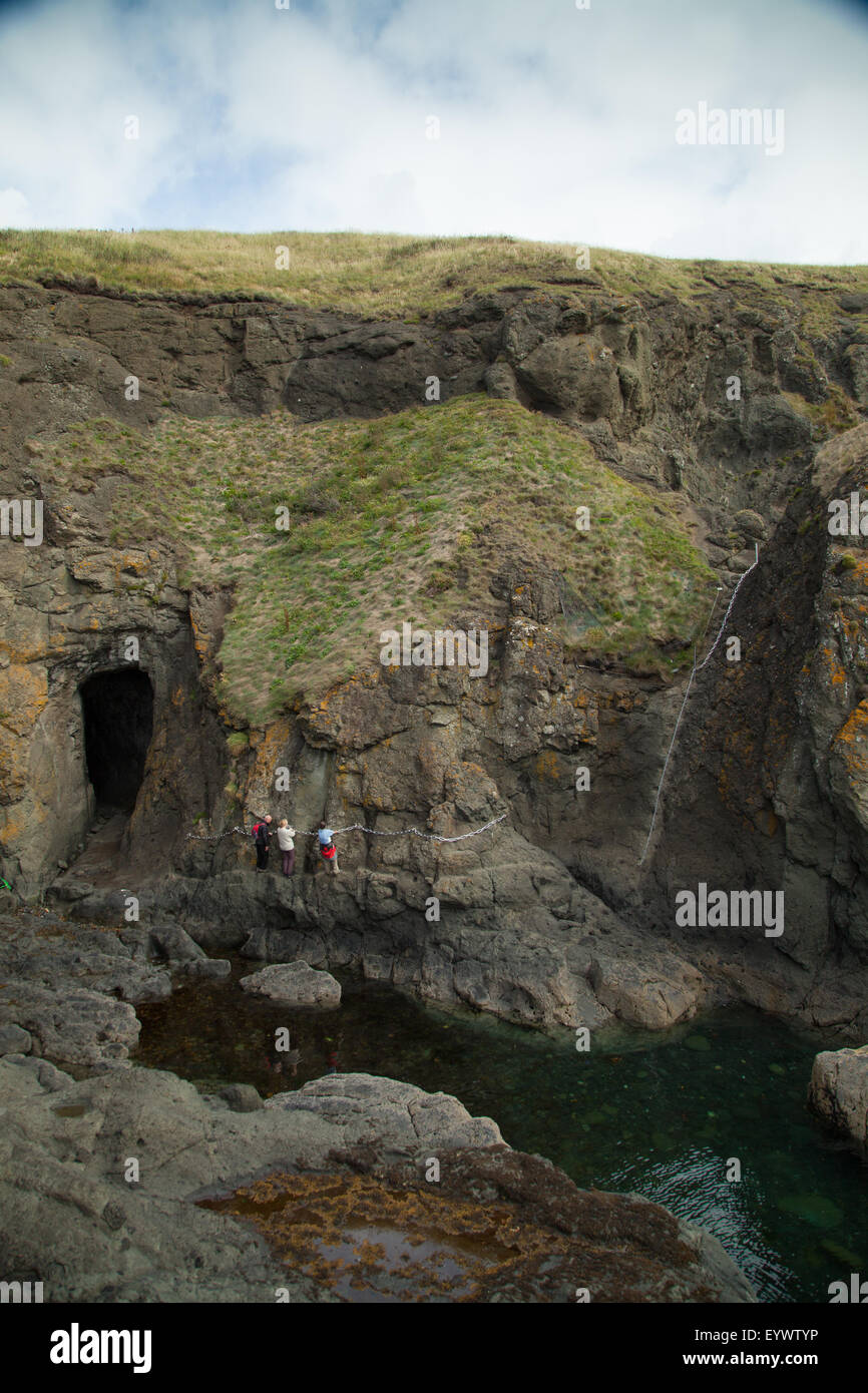 People on the Elie chain walk, Fife Scotland Stock Photo - Alamy