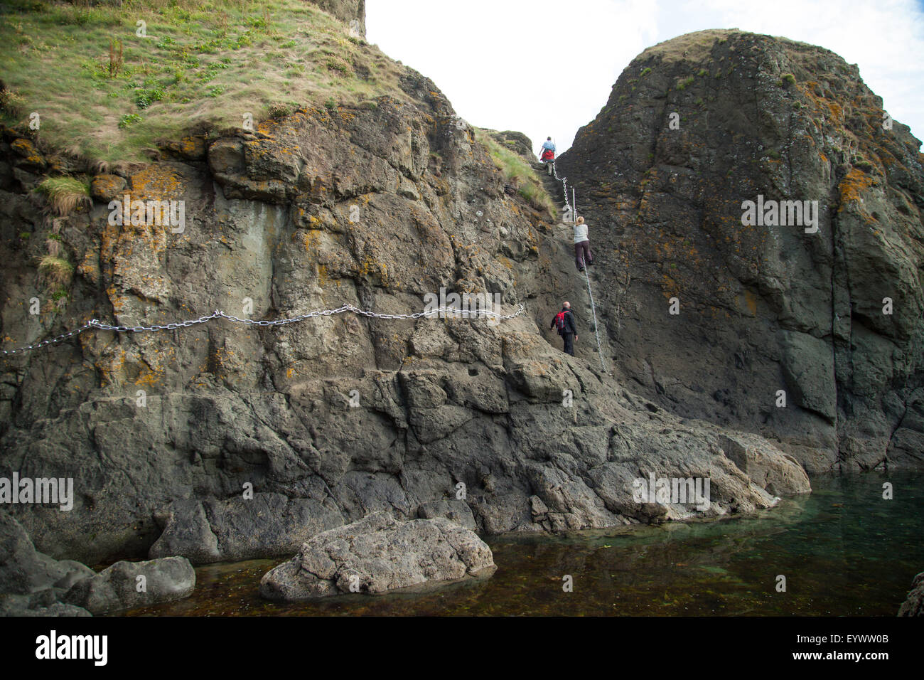 A section of chains on the Elie Chain walk, Fife Scotland Stock Photo ...
