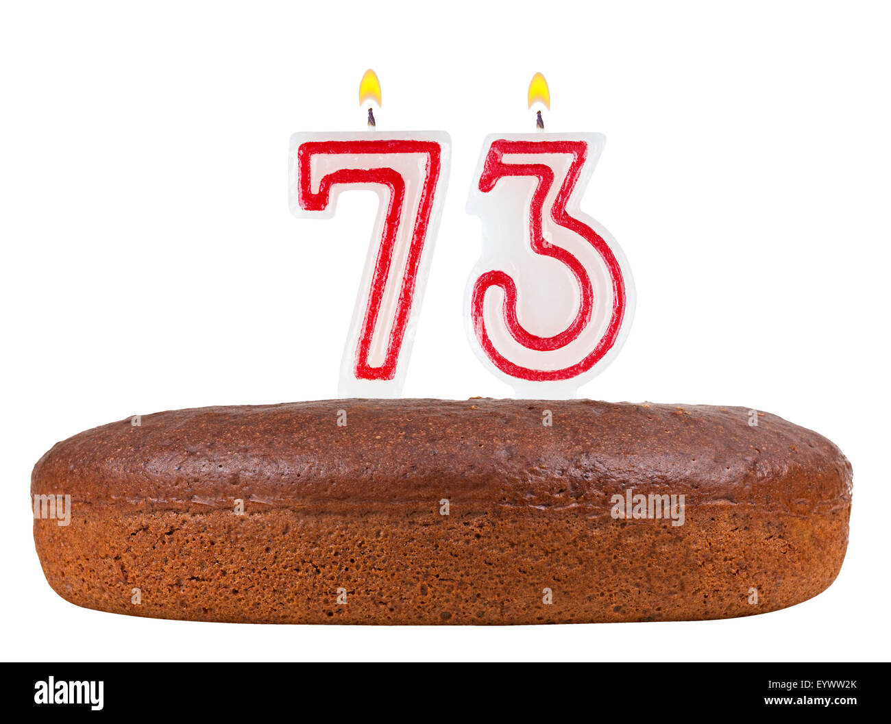 birthday cake with candles number 73 isolated on white background Stock ...