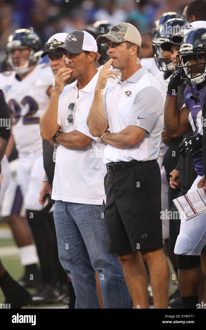 Baltimore Ravens owner Steve Bisciotti, left, and Baltimore Ravens head ...
