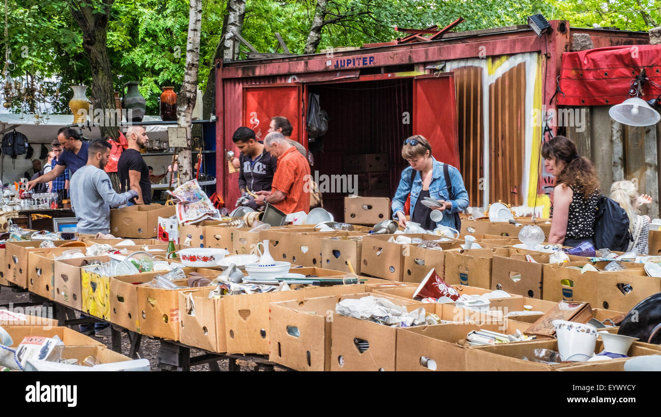 Berlin Mauer Park Flea Market - Stalls selling second hand goods and ...