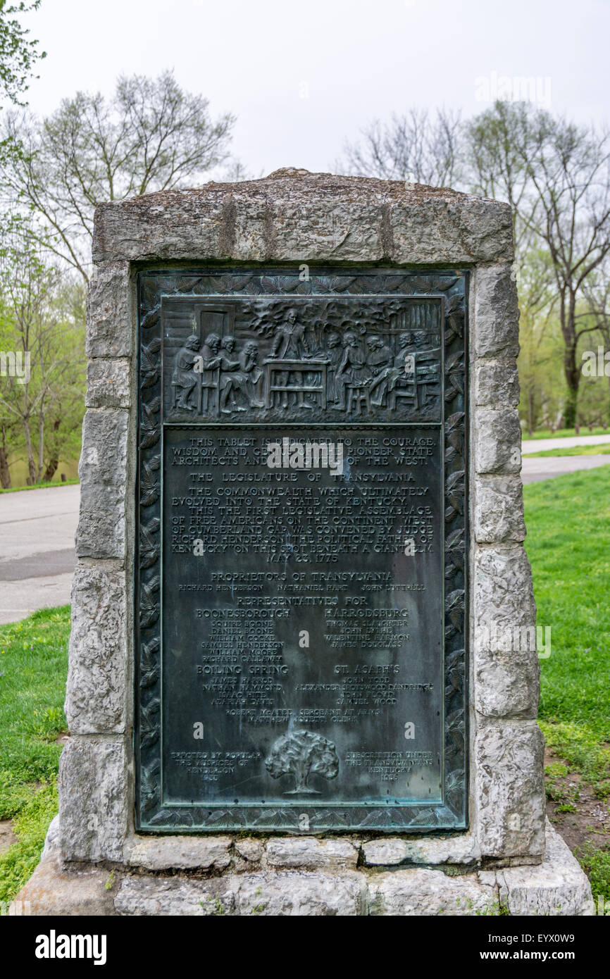 Historical marker at Fort Boonesborough honoring the first legislative ...