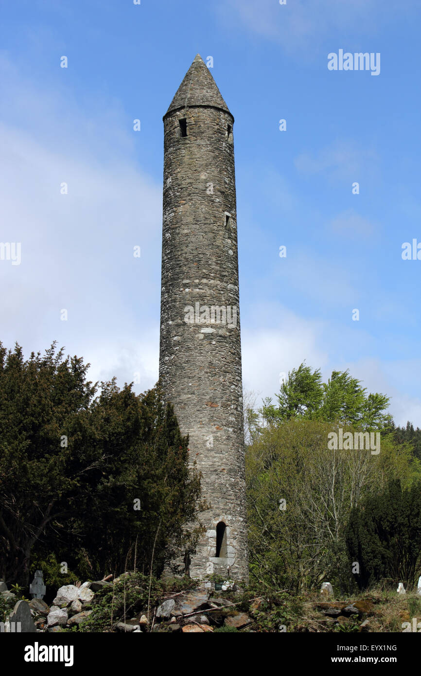 Round tower, Glendalough, County Wicklow, Ireland Stock Photo - Alamy