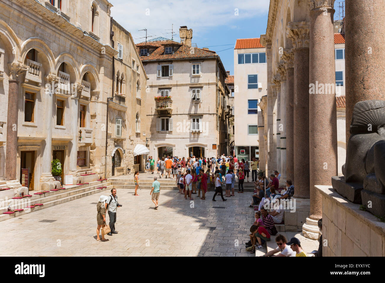 Split, Dalmatian Coast, Croatia. Peristyle or Perestil Square. The ...