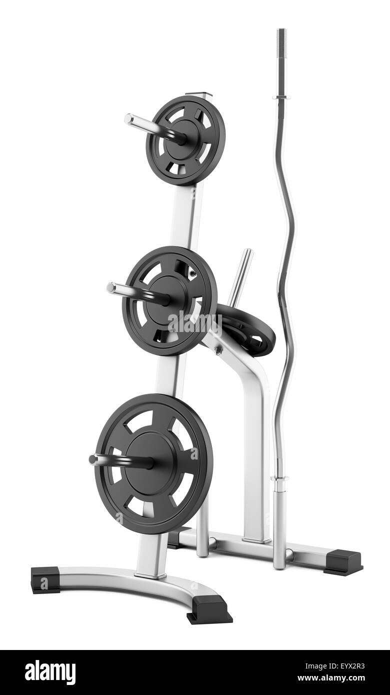 gym weight rack isolated on white background Stock Photo - Alamy