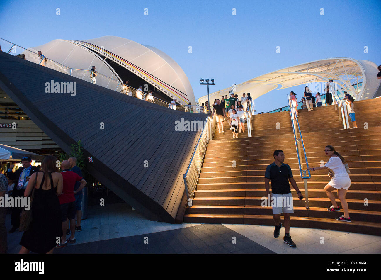 Italy Milan Expo German Pavilion outdoor evening 2015, architectural ...