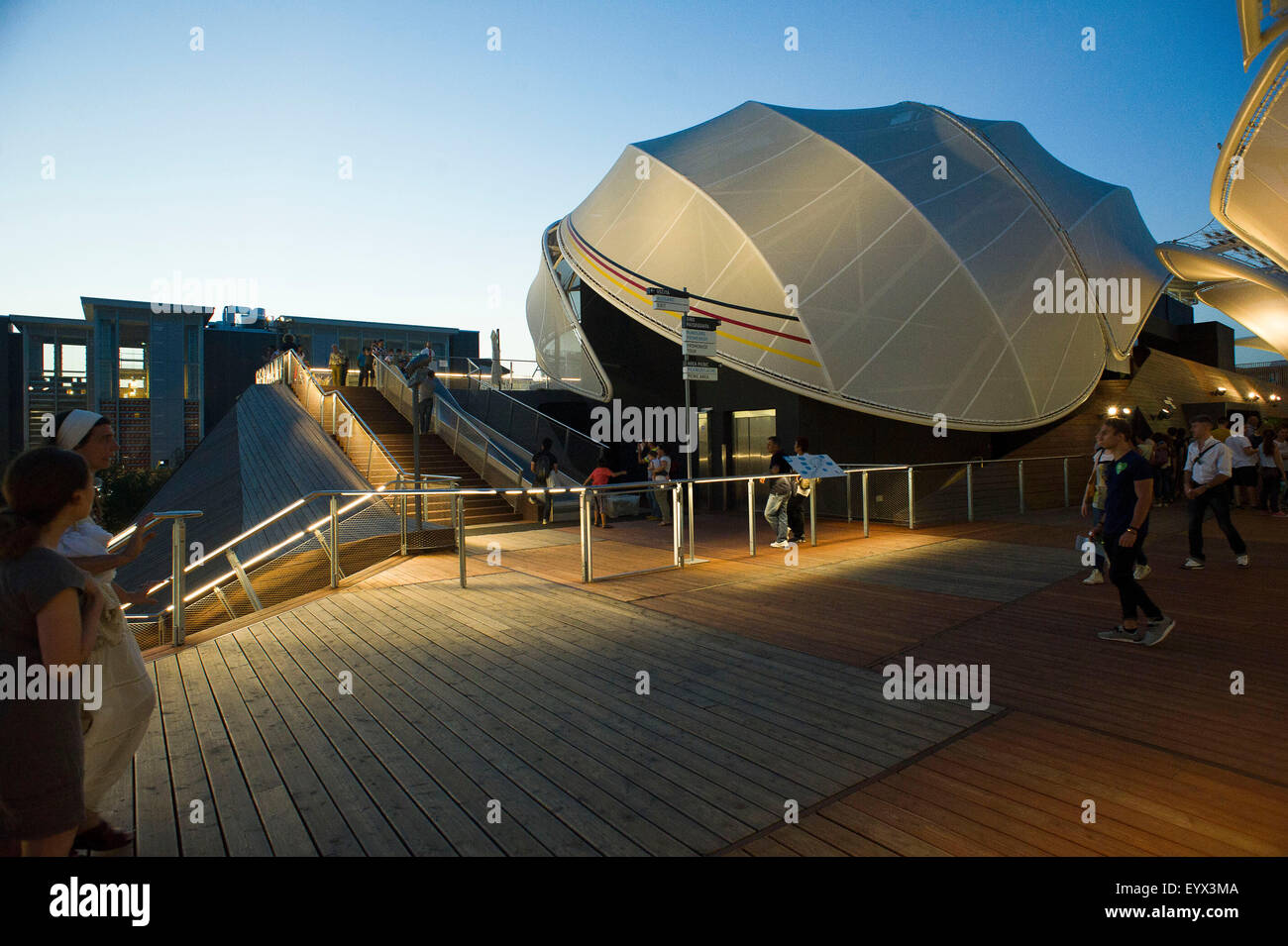 Italy Milan Expo German Pavilion outdoor evening 2015, architectural ...