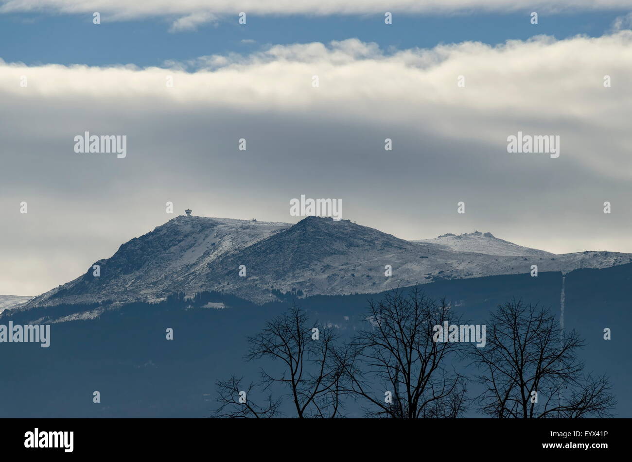 View to mountain Vitosha, Cherni vrah peak area. Late afternoon sun ...