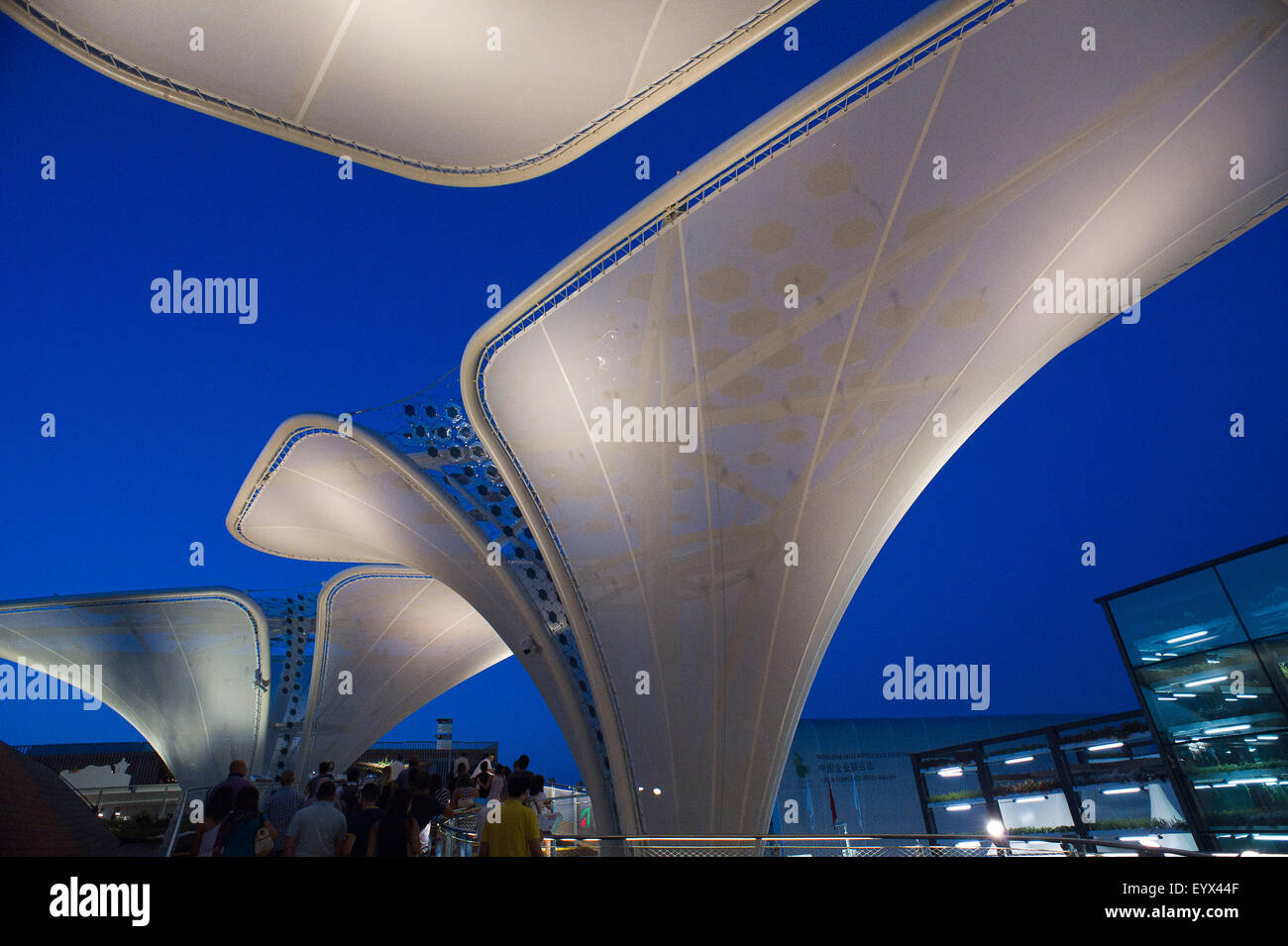 Italy Milan Expo German Pavilion outdoor evening 2015, architectural ...