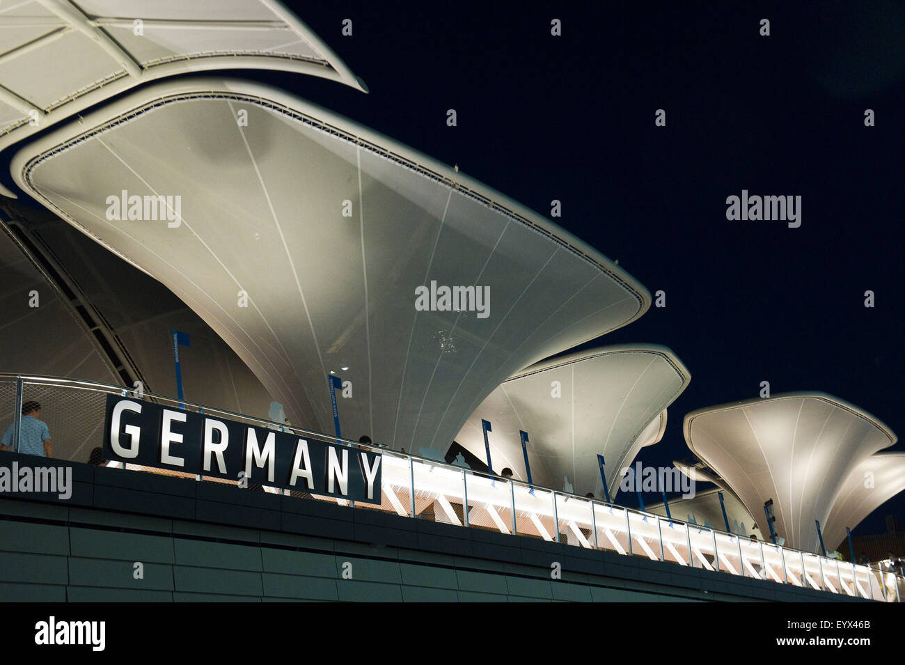 Italy Milan Expo German Pavilion outdoor evening 2015, architectural ...
