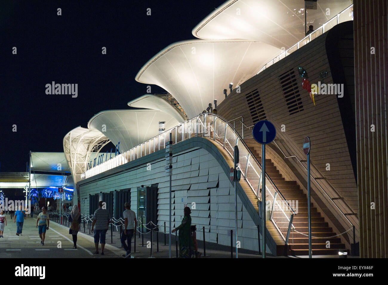 Italy Milan Expo German Pavilion outdoor evening 2015, architectural ...