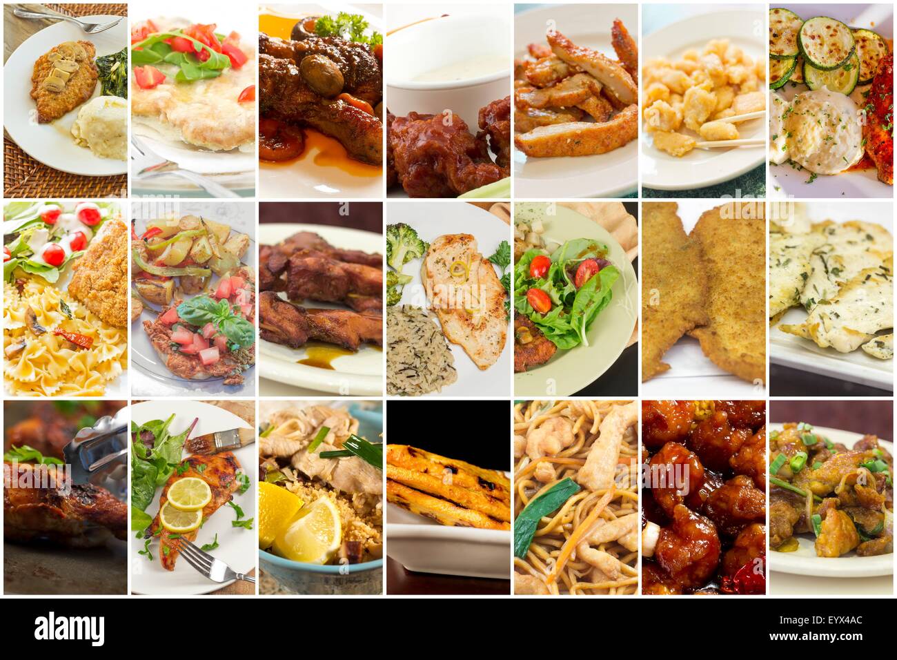 Variety of popular chicken dishes in food collage imagery Stock Photo ...
