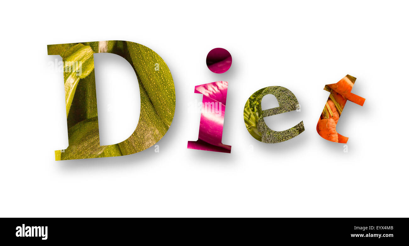 Healthy eating themed vegetables spell the word diet Stock Photo - Alamy