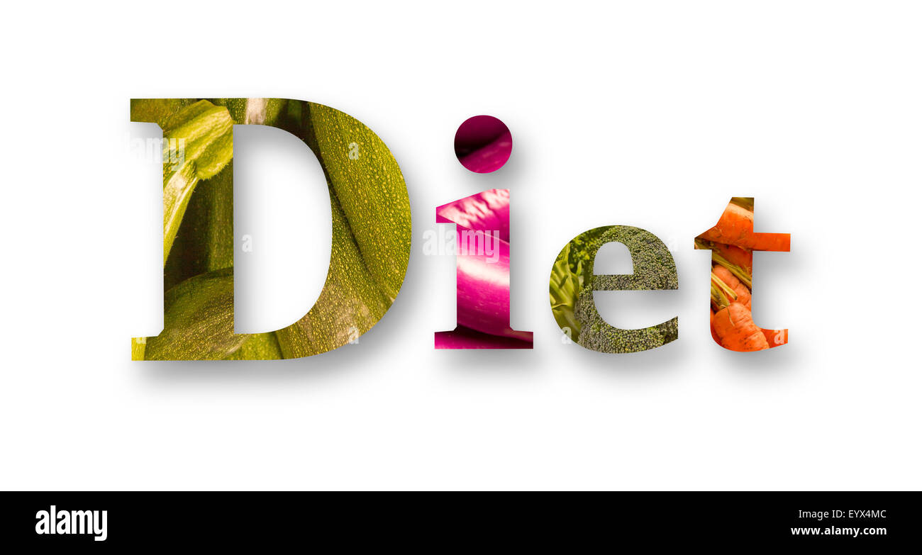 Healthy eating themed vegetables spell the word diet Stock Photo - Alamy