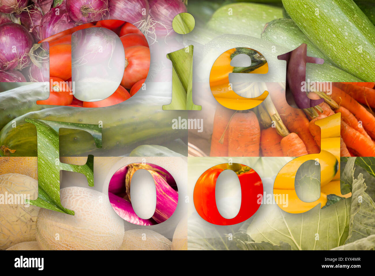 Healthy eating themed vegetables spell the word diet food Stock Photo ...