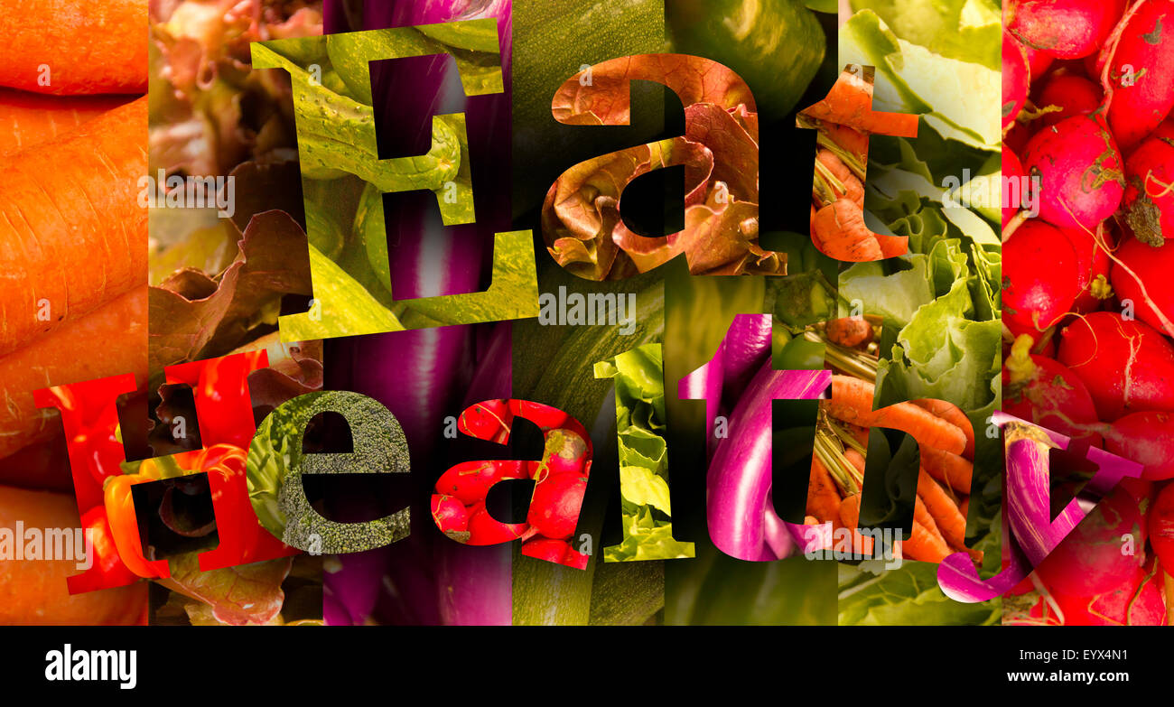 Healthy eating themed vegetables spell the words Eat Healthy Stock ...