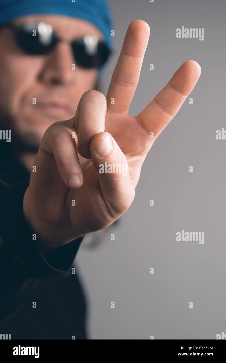 Man peace sign hi-res stock photography and images - Alamy