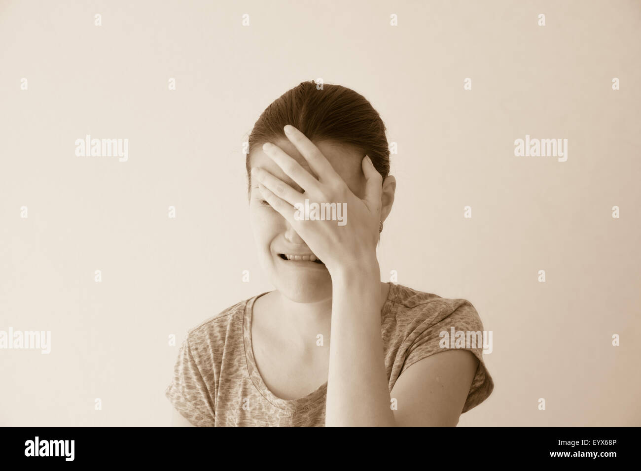 Crying depressed sad abuse young woman, dramatic portrait Stock Photo ...