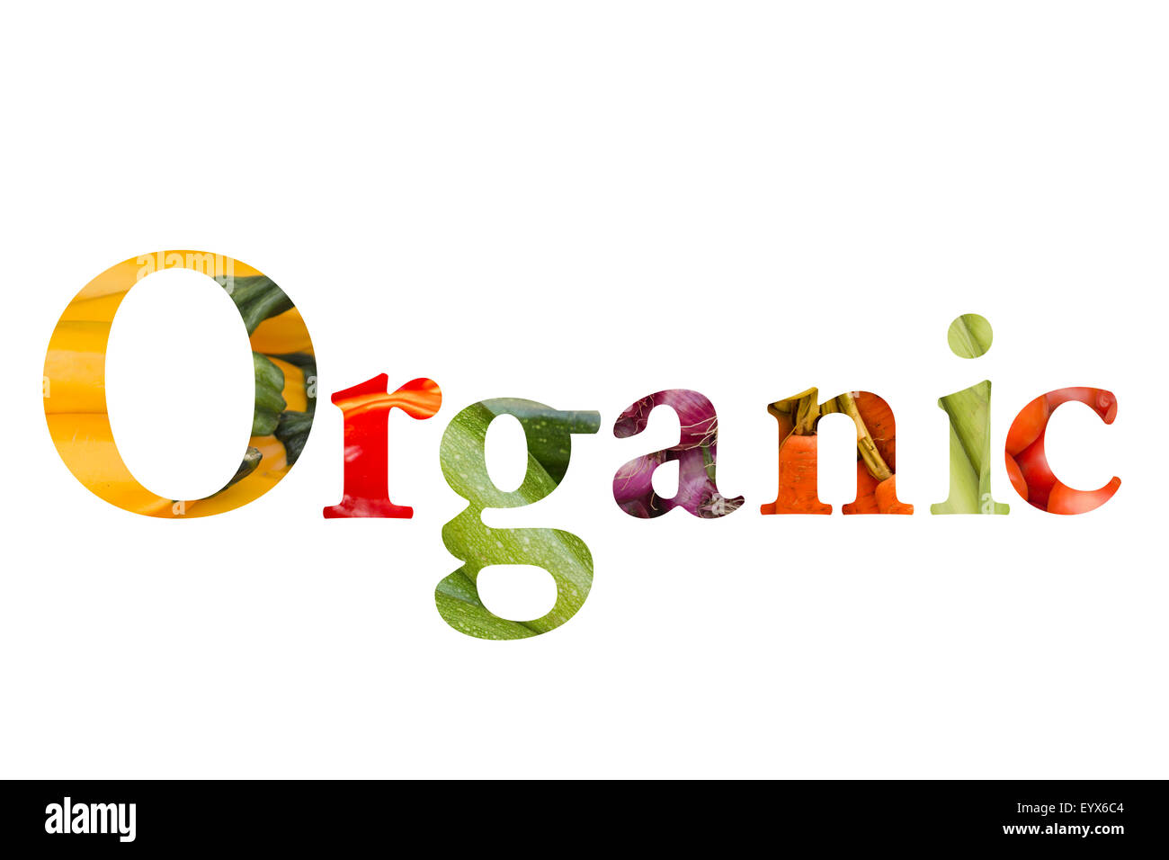 Healthy eating themed vegetables spell the word Organic Stock Photo - Alamy