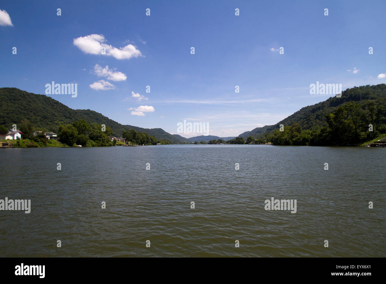 Peaceful day on a wide river Stock Photo - Alamy