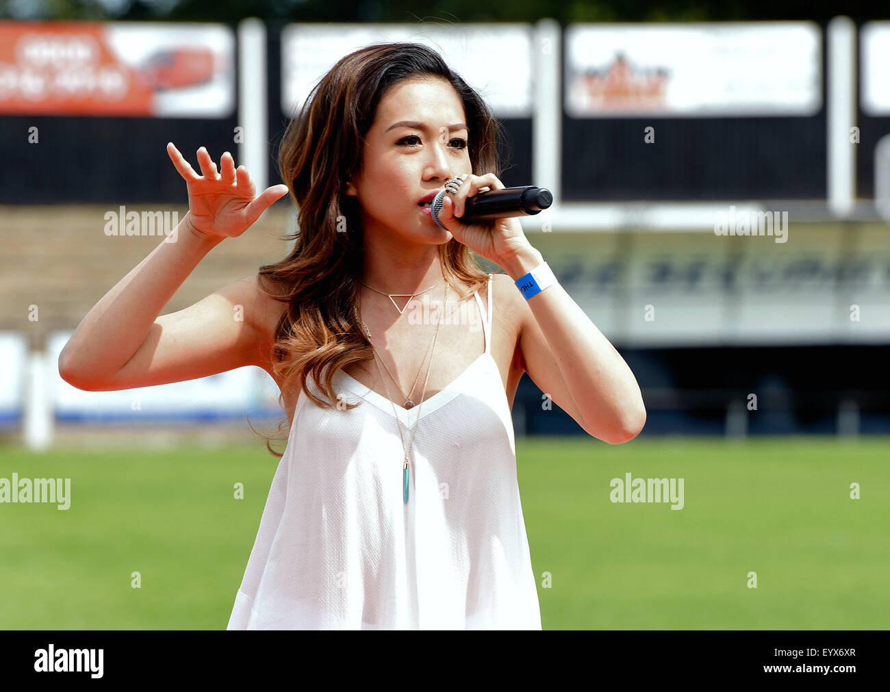 London, UK. Rachelle Ann Go at Les Mis V Phantom (The MAD Match) Charity Football Match, Concert ...