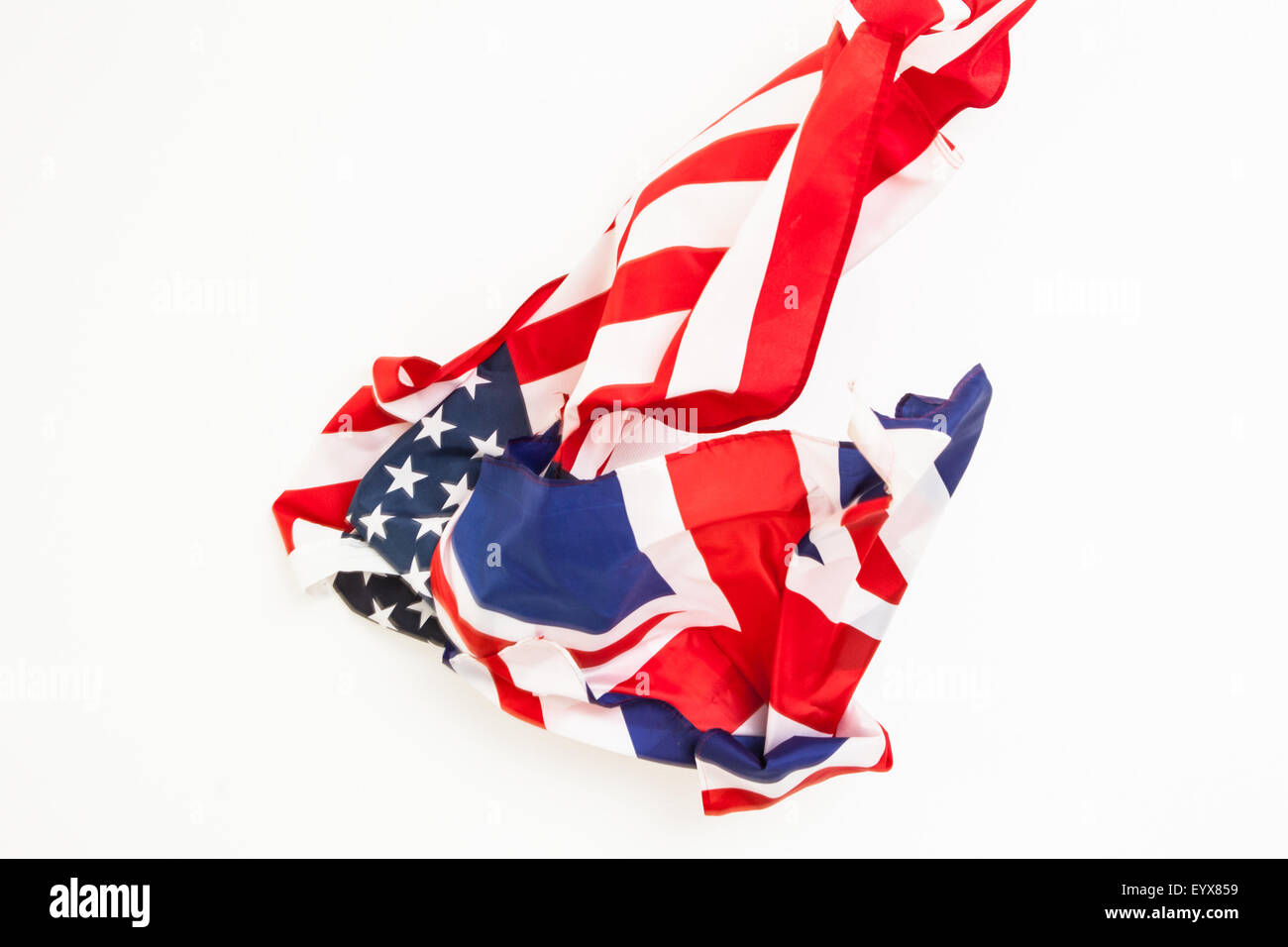 The fall of the flag of the United States and Great Britain. Falling ...