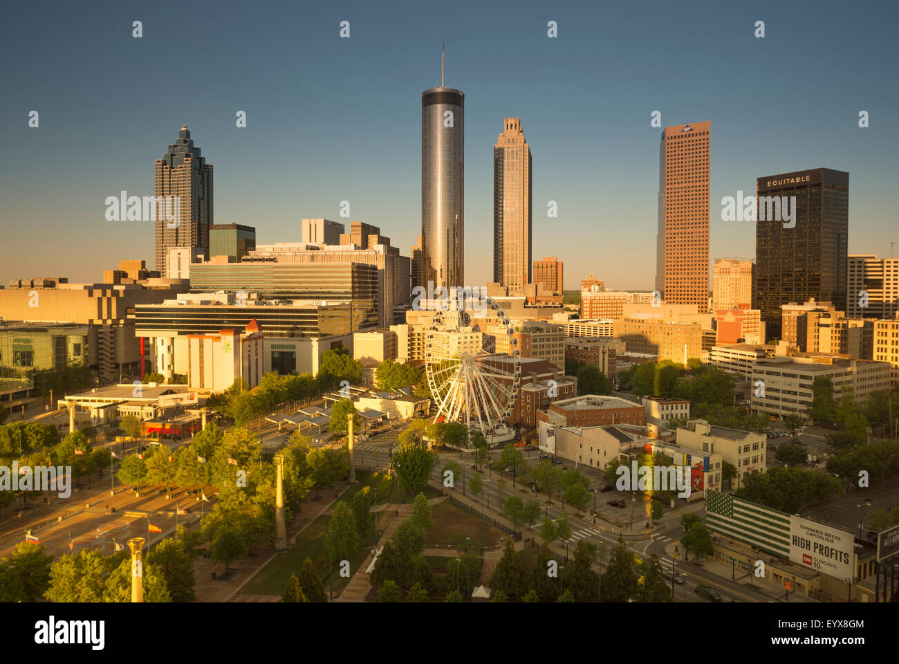 SKYVIEW FERRIS WHEEL CENTENNIAL OLYMPIC PARK DOWNTOWN SKYLINE ATLANTA ...