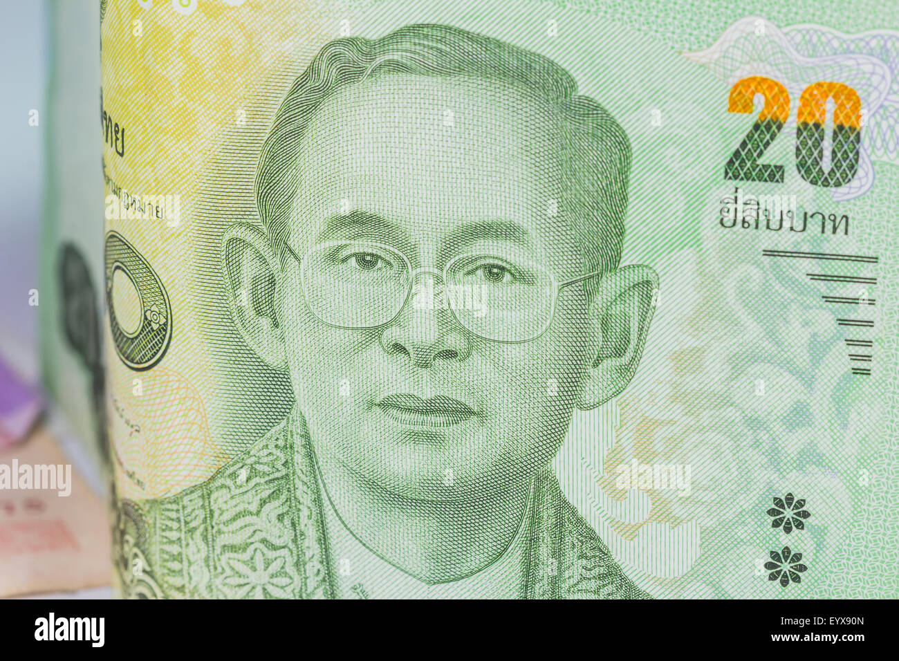 Close up of thailand currency, thai baht with the images of Thailand ...