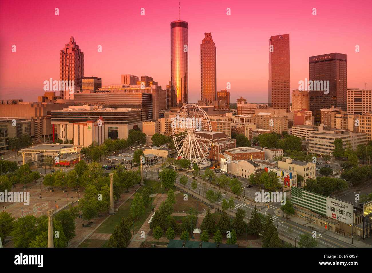 SKYVIEW FERRIS WHEEL CENTENNIAL OLYMPIC PARK DOWNTOWN SKYLINE ATLANTA ...