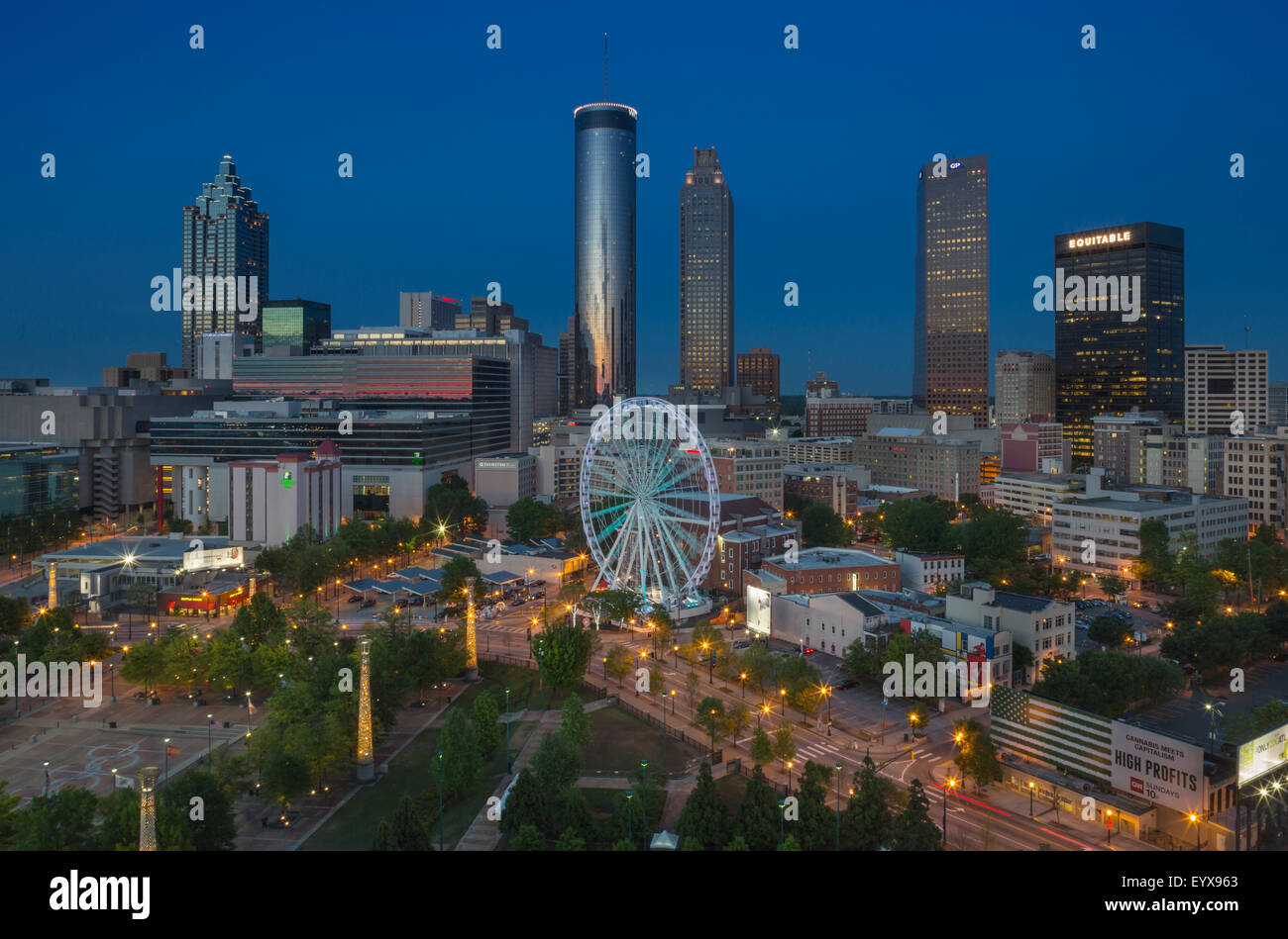 SKYVIEW FERRIS WHEEL CENTENNIAL OLYMPIC PARK DOWNTOWN SKYLINE ATLANTA ...