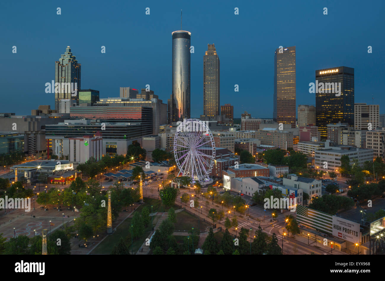 SKYVIEW FERRIS WHEEL CENTENNIAL OLYMPIC PARK DOWNTOWN SKYLINE ATLANTA ...