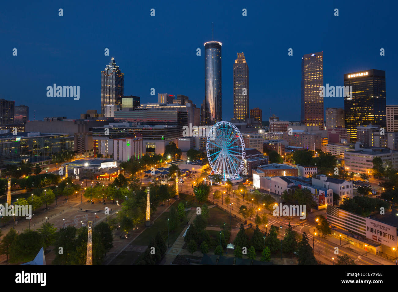 SKYVIEW FERRIS WHEEL CENTENNIAL OLYMPIC PARK DOWNTOWN SKYLINE ATLANTA ...