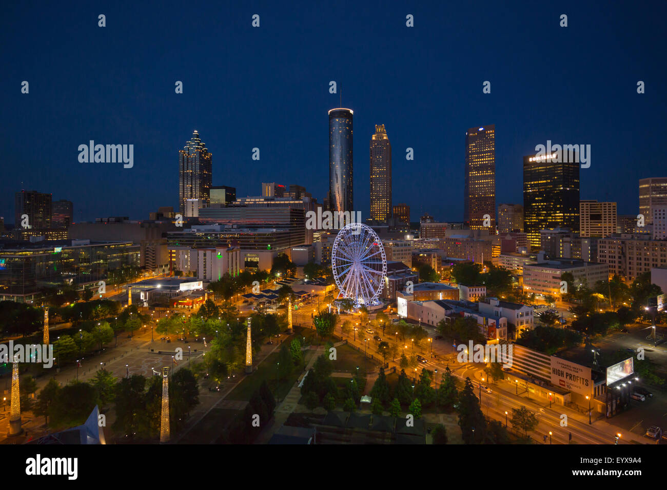 SKYVIEW FERRIS WHEEL CENTENNIAL OLYMPIC PARK DOWNTOWN SKYLINE ATLANTA ...