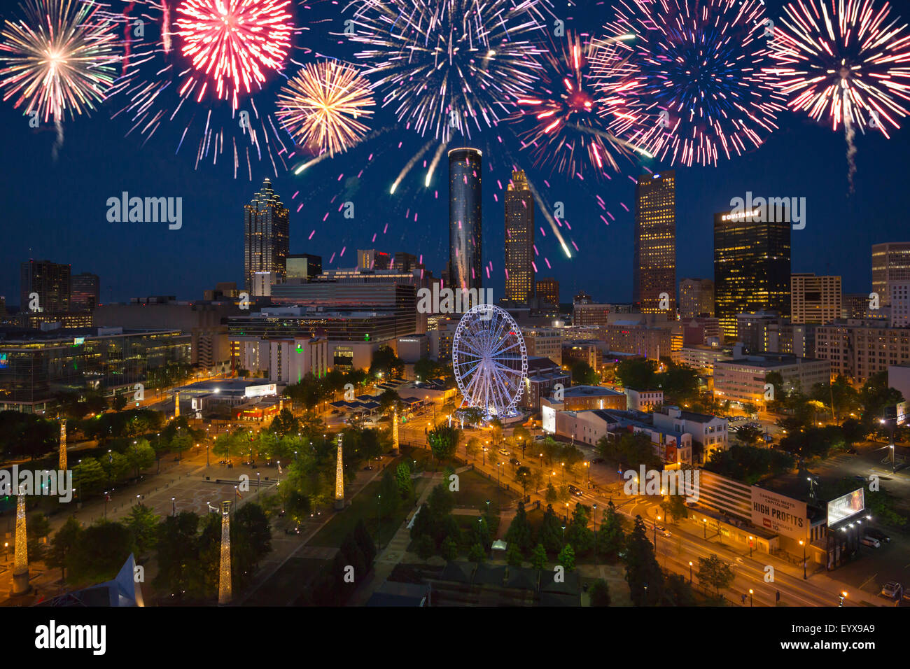 SKYVIEW FERRIS WHEEL CENTENNIAL OLYMPIC PARK DOWNTOWN SKYLINE ATLANTA ...