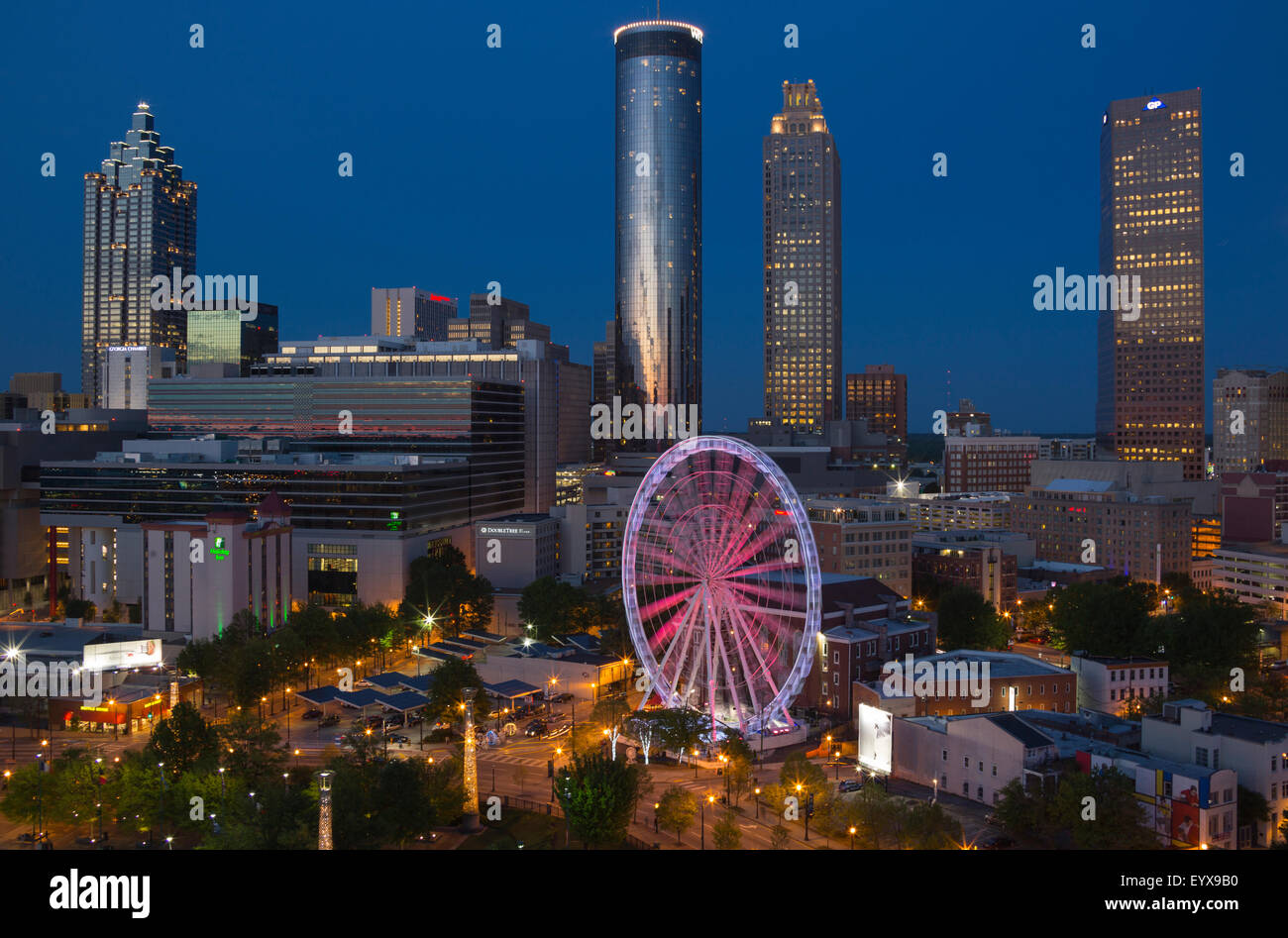SKYVIEW FERRIS WHEEL CENTENNIAL OLYMPIC PARK DOWNTOWN SKYLINE ATLANTA ...