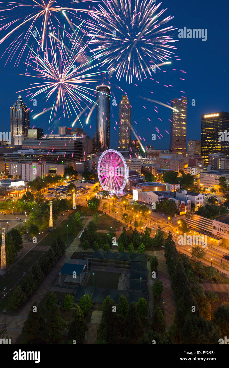SKYVIEW FERRIS WHEEL CENTENNIAL OLYMPIC PARK DOWNTOWN SKYLINE ATLANTA ...