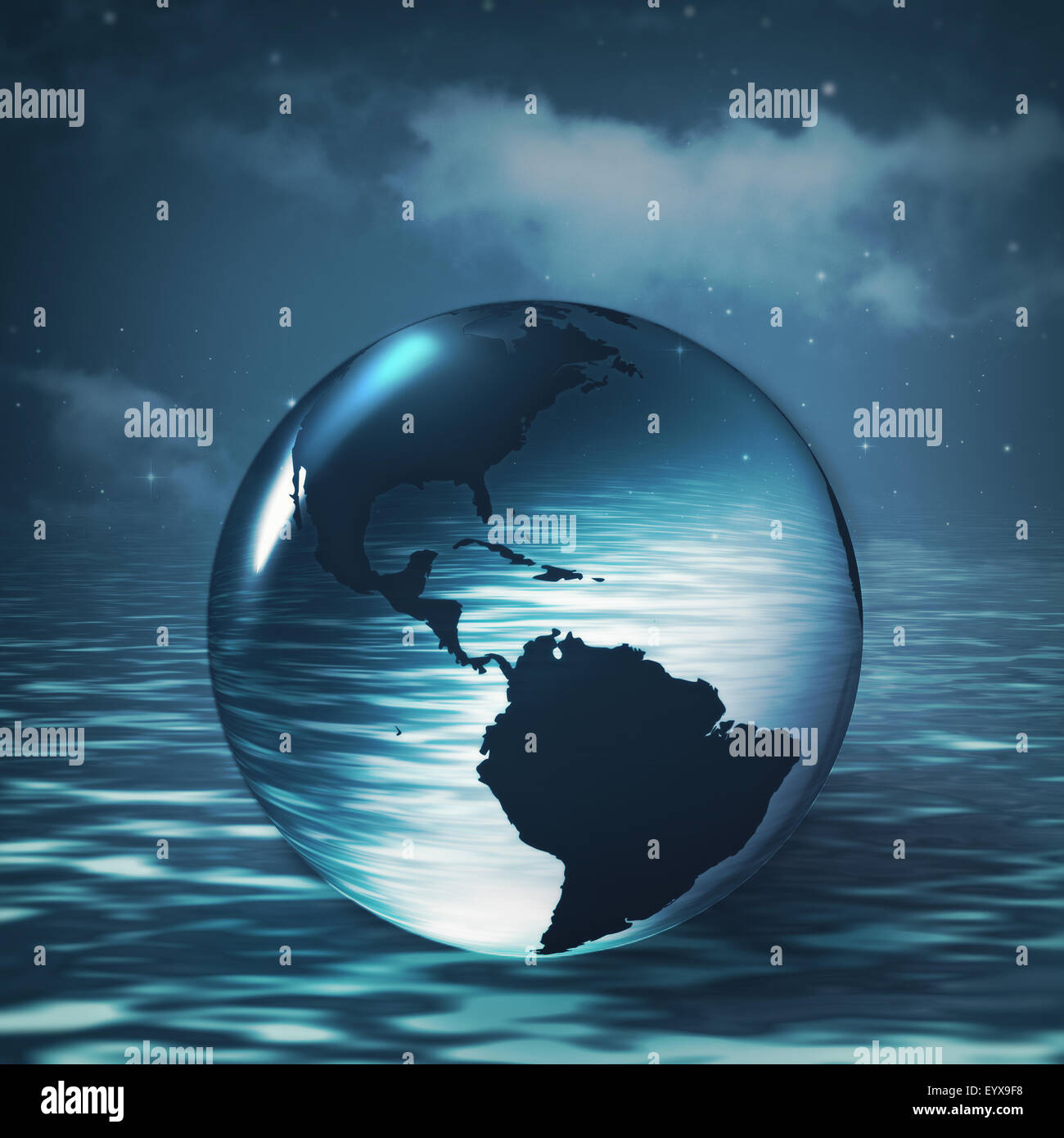 Earth sphere over ocean surface, abstract environmental backgrounds ...
